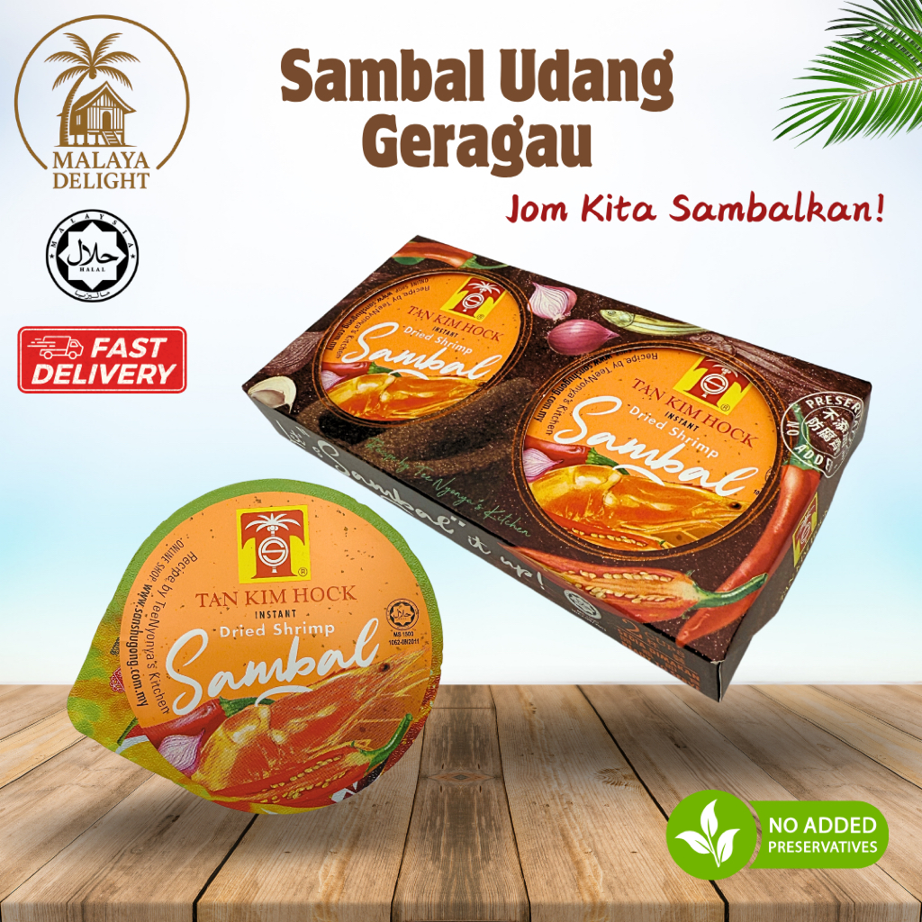 Sambal Twin Pack HALAL Sambal Udang Geragau (2 Cawan) Instant Dried Shrimp Sambal (2 x 30g)| Tan ...