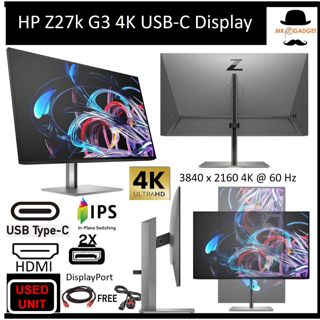 HP LED / LCD Z27k G3 27-inch 4K UHD LCD Monitor, IPS Display | Shopee ...