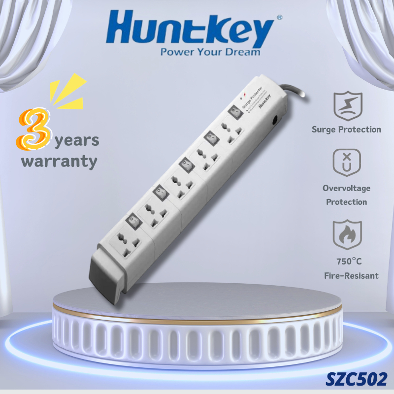 HUNTKEY SZC502 (2M Cord) 5-Port Power Strip with Independent Switches ...