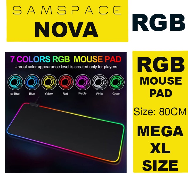 Large Mouse Pad RGB LED Gaming Mause Pad Colour Lighting 80x30CM Non ...