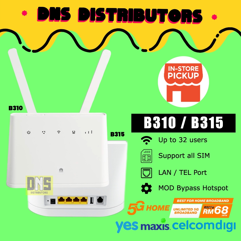 HUAWEI Modem B310 B315 MOD Unlimited Data Speed Home Router 4G LTE WiFi SIM Card Modem Support ...