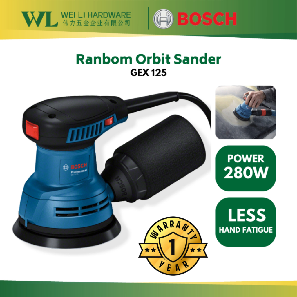 Bosch GEX125 Random Orbital Sander 280W/Sander Machine/Mesin Kertas ...