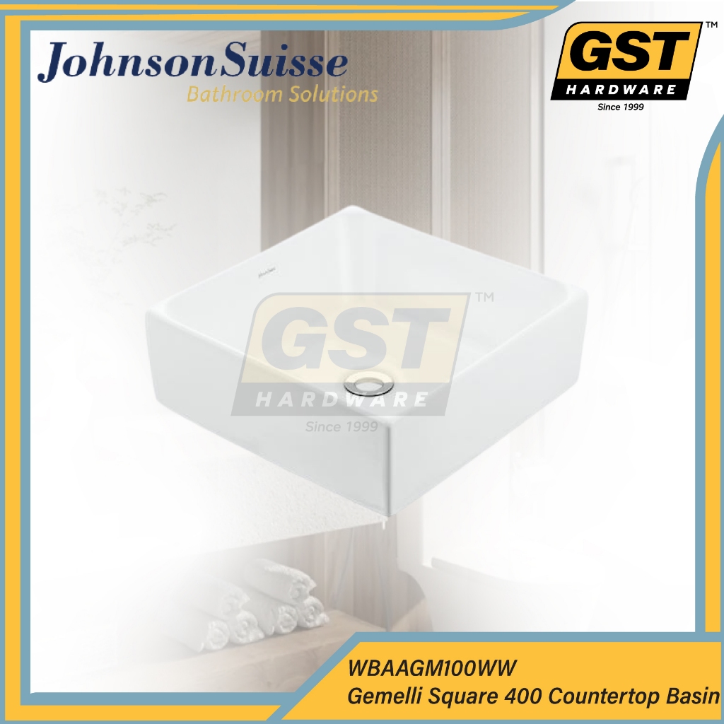 Johnson Suisse Basin Gemelli Square 400 Countertop Basin Ceramic Basin ...