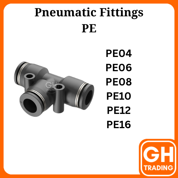 Pneumatic Fitting Air Hose Connector PE Tee Union 4mm 6mm 8mm 10mm 12mm ...