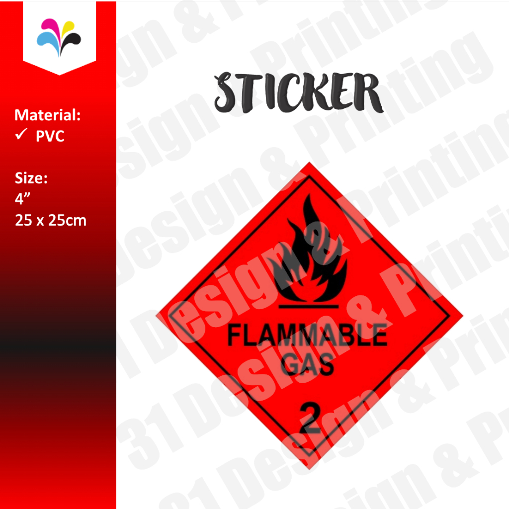 Flammable Gas DG Label Class 2 4" / 25cm | Shopee Malaysia