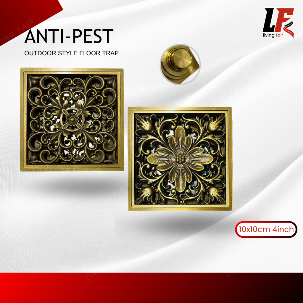 Living Fair Art of Asia Premium Brass Floor Trap 10x10cm Anti Rusting ...