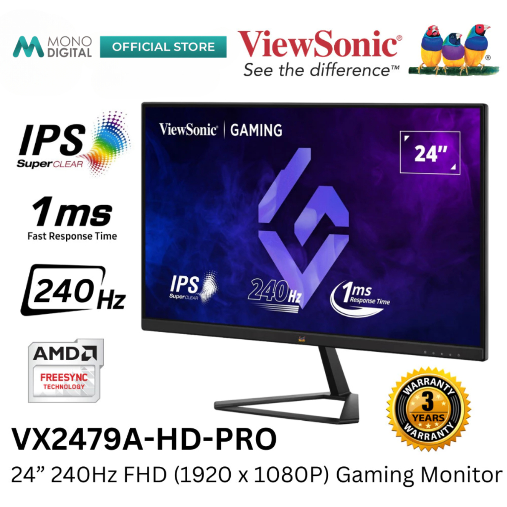 VIEWSONIC 24” VX2479A-HD-PRO / 27" VX2779-HD-PRO LED FULL HD IPS PANEL GAMING LCD MONITOR (1MS ...