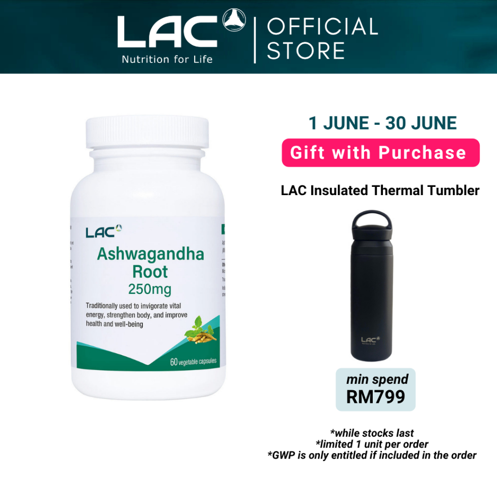 LAC Ashwagandha Root Extract 250mg (60 Vegetable Capsules) [Exp Mar ...