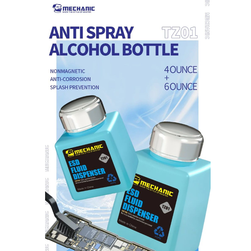 MECHANIC TZ01 Plastic Liquid Alcohol Bottle ESD Fluid Dispenser - 4oz ...