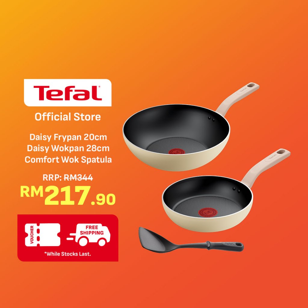 [Daisy Bundle] Tefal Daisy Frypan 20cm + Daisy Wokpan 28cm + Comfort ...