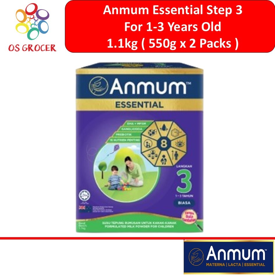 Anmum Essential Step 3 For 1 To 3 Years Old Plain / Honey 1.1kg ( 550g x 2's ) | Shopee Malaysia
