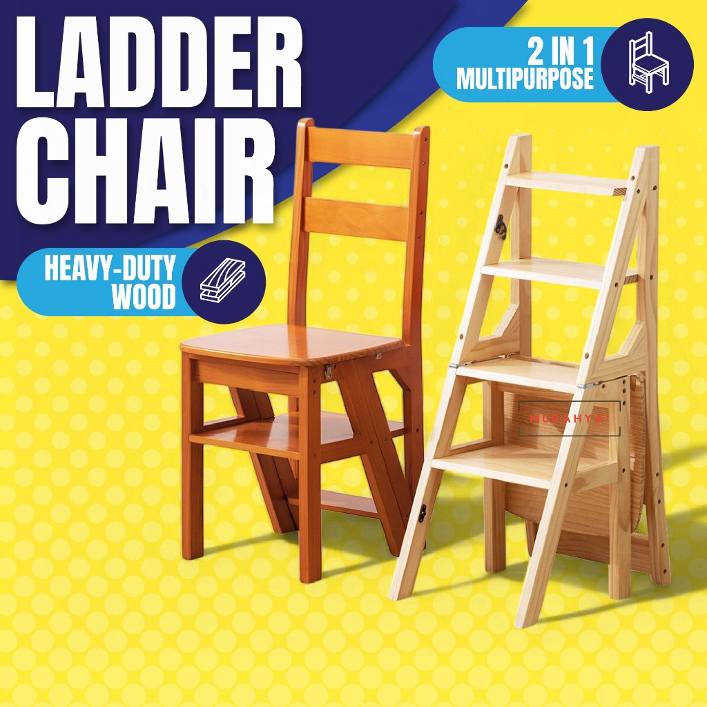 Ladder Chair Foldable Kerusi Tangga Lipat Heavy Duty Step Stool Chair ...