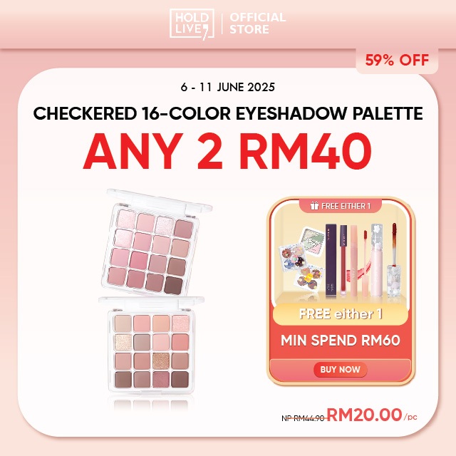 HOLD LIVE Checkered 16-Color Eyeshadow Palette HoldLive 方格16色眼影盘落日魔法眼影盘 ...