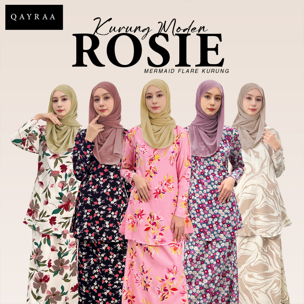 [NEW] QAYRAA ROSIE BAJU KURUNG with Zip/Kurung Moden Slim/Kurung FLORAL ...