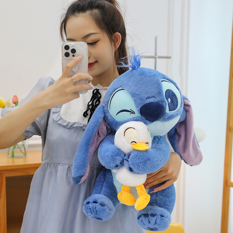 45cm Lilo Stitch hug Duck Soft Plush Doll Toy Pillow Birthday Gift ...