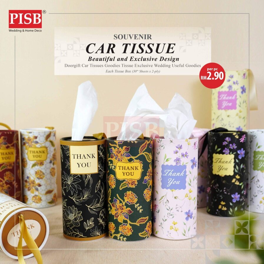 2148-50 (1PCS) Souvenir Floral Batik Car Tissue Facial Tissue Cylinder ...