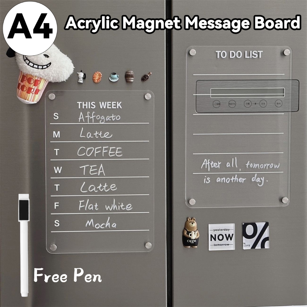Magnetic Refrigerator Message Board A4 Transparent Acrylic Magnet ...