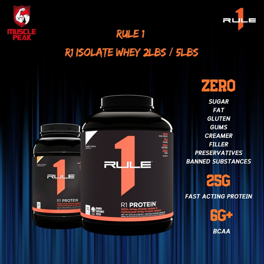 Rule 1 R1 Protein 100% Whey Hydrolyze Isolate 2lbs 5lbs - Whey Protein ...
