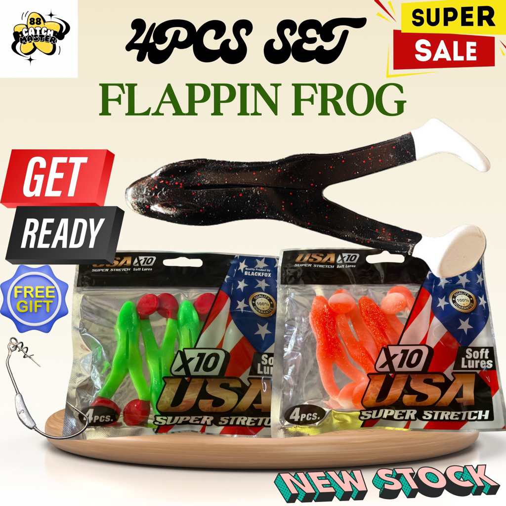 4PCS SET TPR 8.5cm/9.5cm Flappin Jump Frog Soft frog Floating lure ...