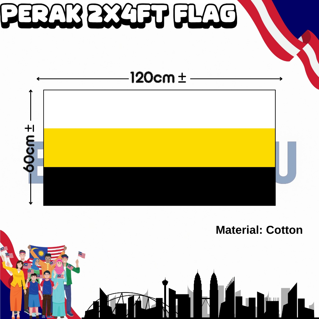 【Benderaku】Bendera Perak Flag 2X4ft 60cm X 120cm Cotton Flag Perak Flag ...