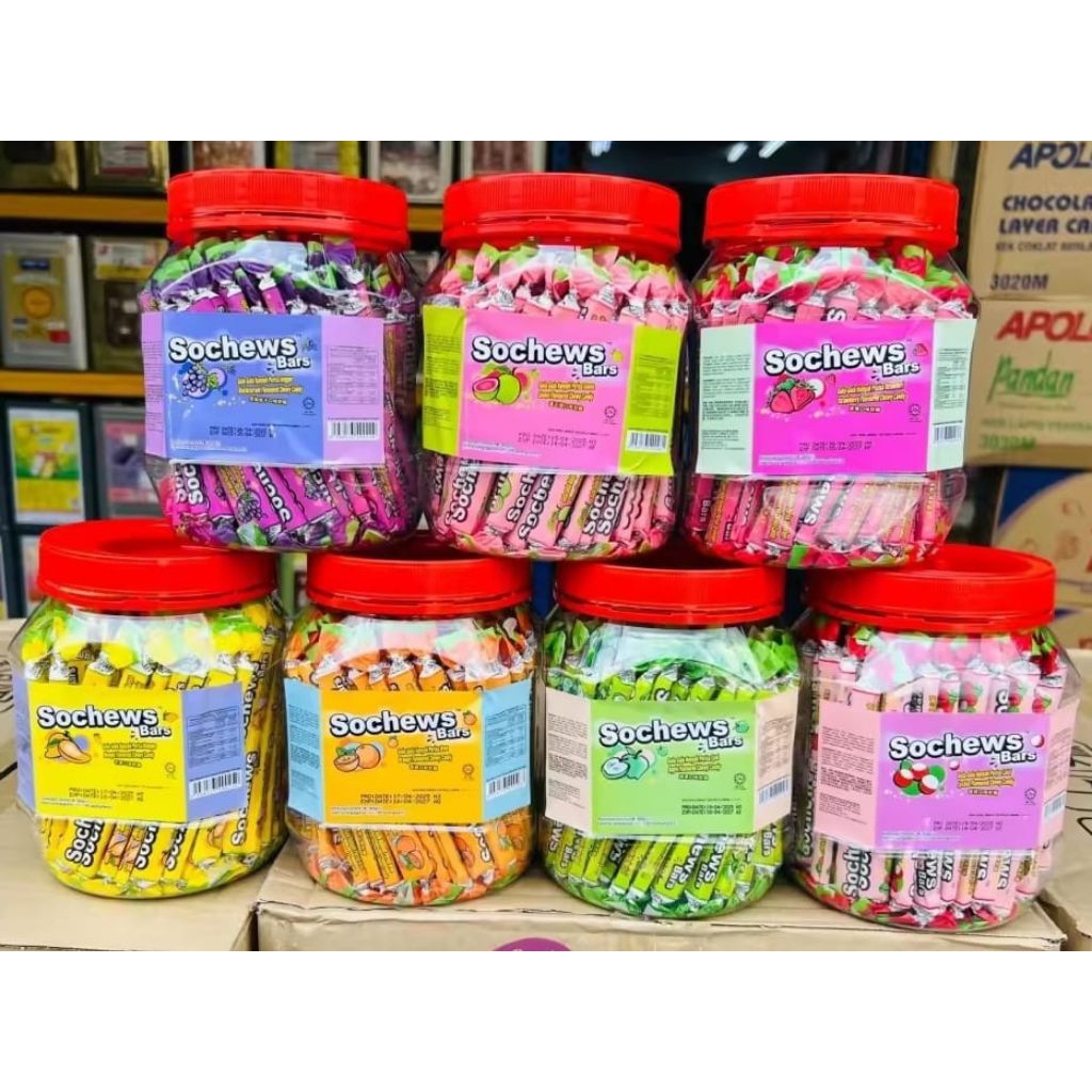(HALAL)( 8pcs )Sochews Bars Chewy Candy Apple / Grape / Strawberry ...