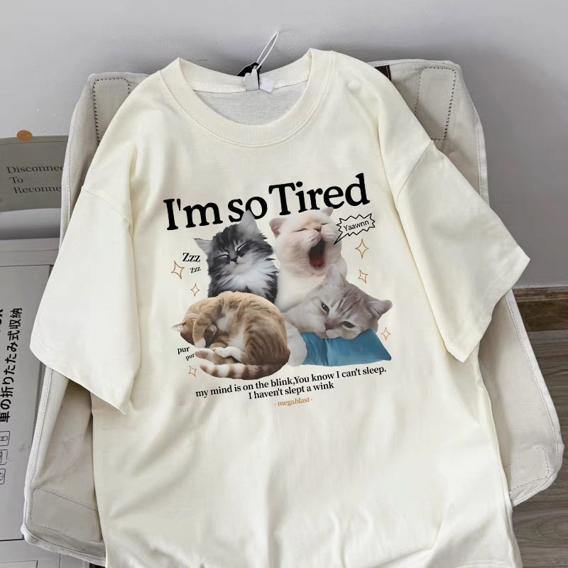 Korean women clothing | Oversized Crew Neck T-shirt 100% cotton | cat ...