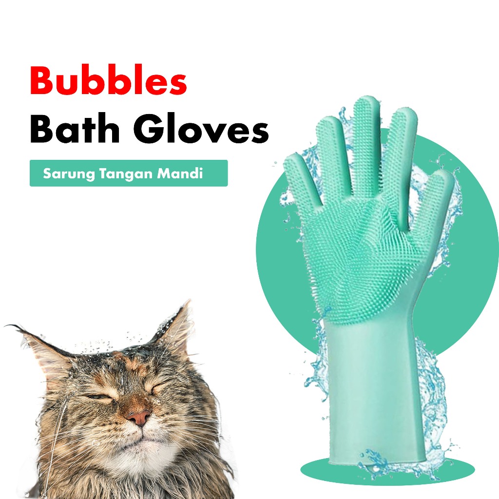 PETLOVER Sarung Tangan Berus Set Mandian Kucing Anti Cakar Pet Cat Dog ...