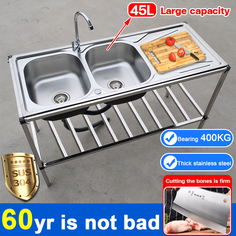 【Pampasan kerosakan】120*50cm 304 stainless steel kitchen sink double ...
