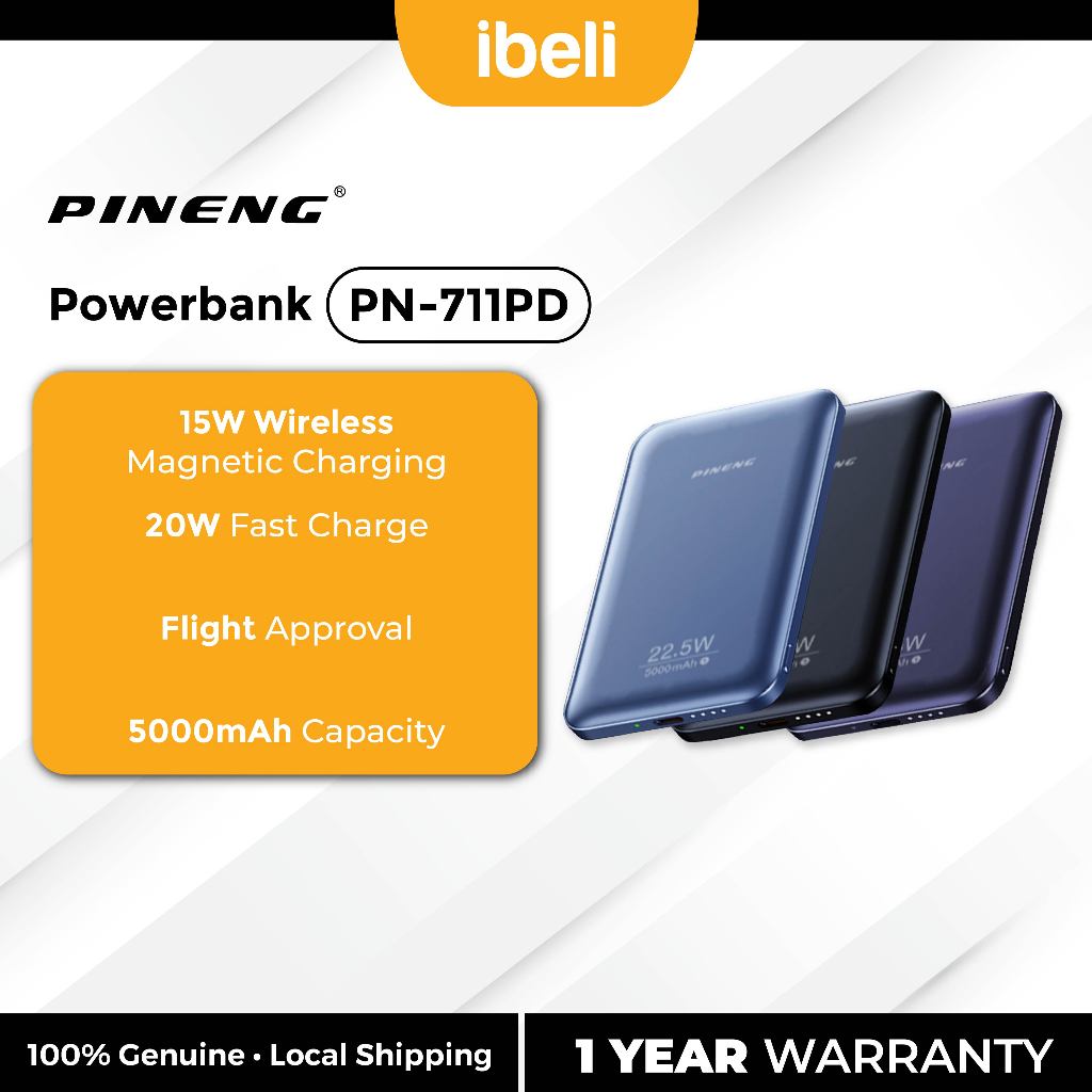 [ NEW ARRIVAL ] PINENG PN-711 PD Magnetic Wireless Power Bank Portable ...