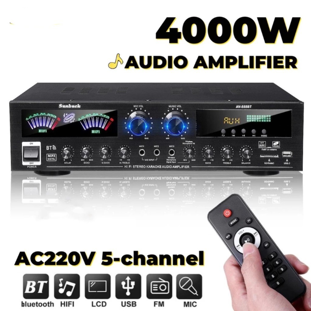 SUNBUCK AV-555BT 4000W 5.1 Home Audio Amplifier Bluetooth Home Theater ...