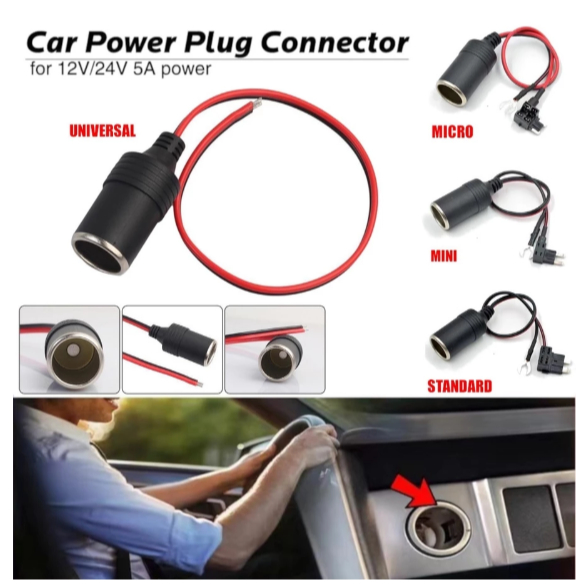 1pc Car Lighter DVR Socket Plug Lighter Socket Auto Connector Standard ...