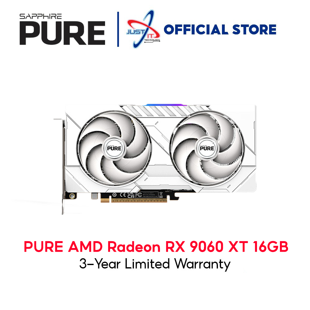 SAPPHIRE AMD RX 9060 XT PURE 16GB DDR6 GRAPHICS CARD WHITE ( SAP-11350 ...