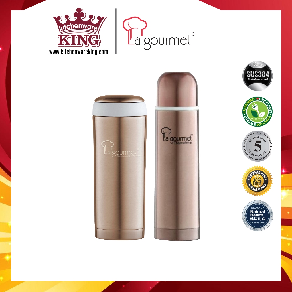 La gourmet Sakura Plus Brass Brown Thermal Flask 304 Stainless Steel ...