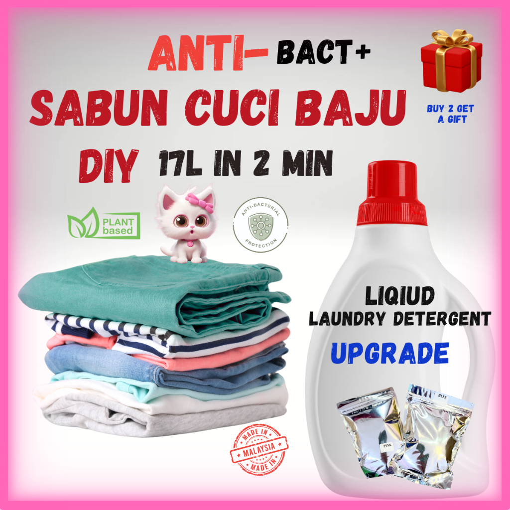 Anti-Bact+ 4in1 UPGRADE Sabun Dobi DIY laundry Detergent Diy Sabun Cuci ...