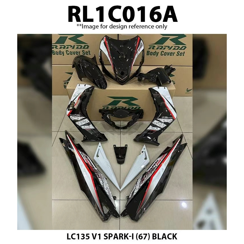 Cover Set Rapido LC135 V1 Yamaha SPARK-I (67) Black Color Accessories ...