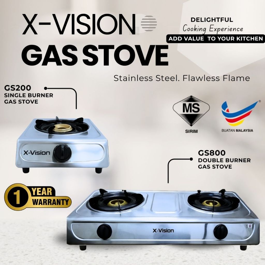 X-Vision GS200 | GS800 Stainless Steel Single & Double Burner Gas Stove ...