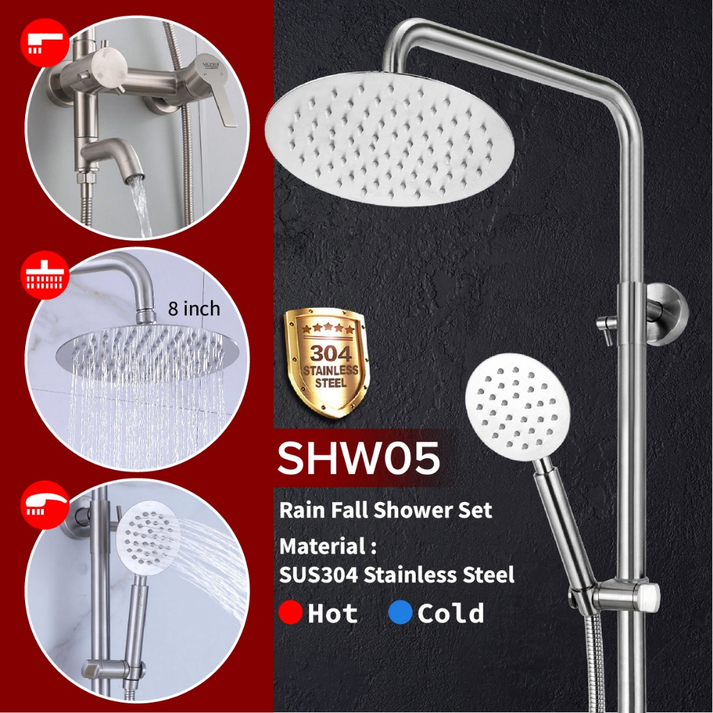 MCPRO STAINLESS STEEL Rain Fall Shower Set For Water Heater SHW05/SHW11 ...
