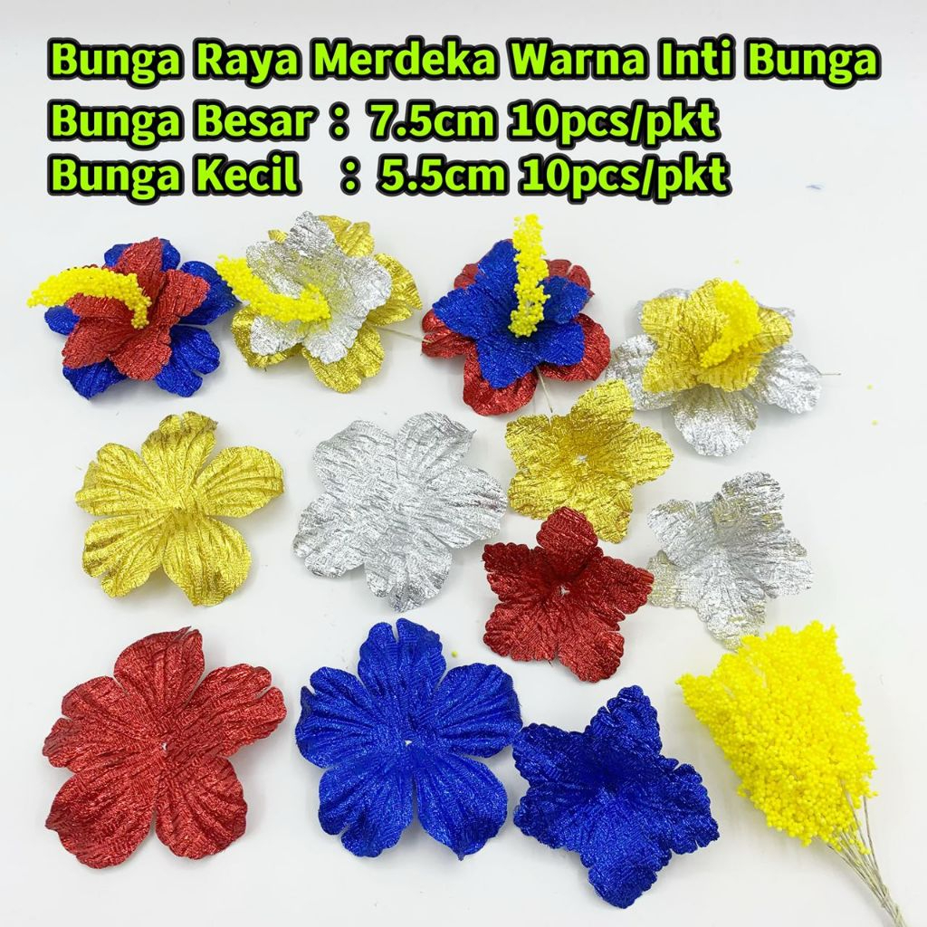 (10Pcs)Bunga Raya Hiasan/Bunga Emas/Bunga Silver/Bunga Merah/Bunga Biru ...