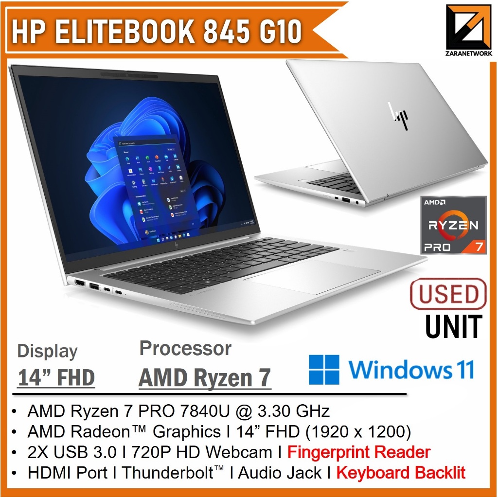 HP ELITEBOOK 845 G7/G8/G9/G10 (1 YEAR WARRANTY T&C) AMD RYZEN 7 PRO 14 ...