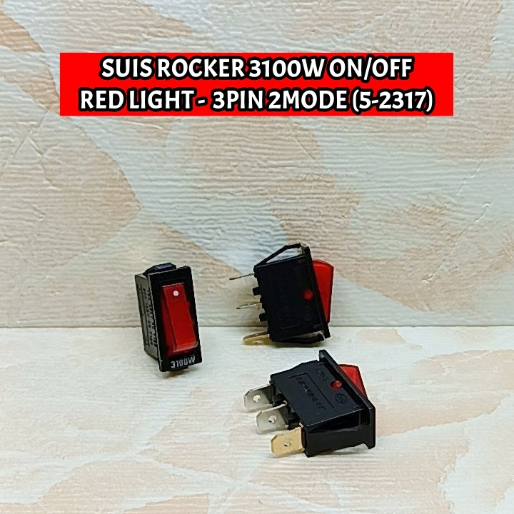 ROCKER SWITCH ON/OFF [ 3PIN 2MODE ] LAMPU MERAH 3100W ( 15A 250V AC/20A ...