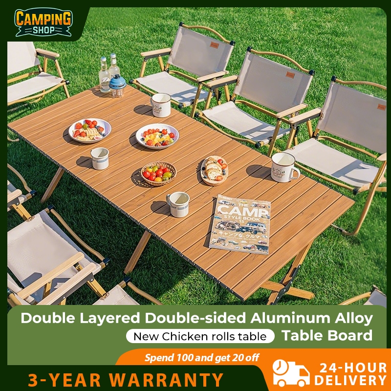 Folding outdoor camping glamping 120cm table luxury solid pine wood ...
