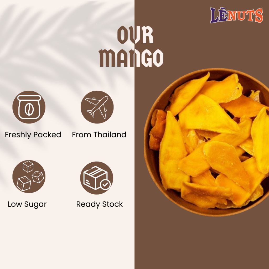 Lēnuts Dried Mango | Mangga Kering |泰国芒果干 Halal Certified | Shopee Malaysia