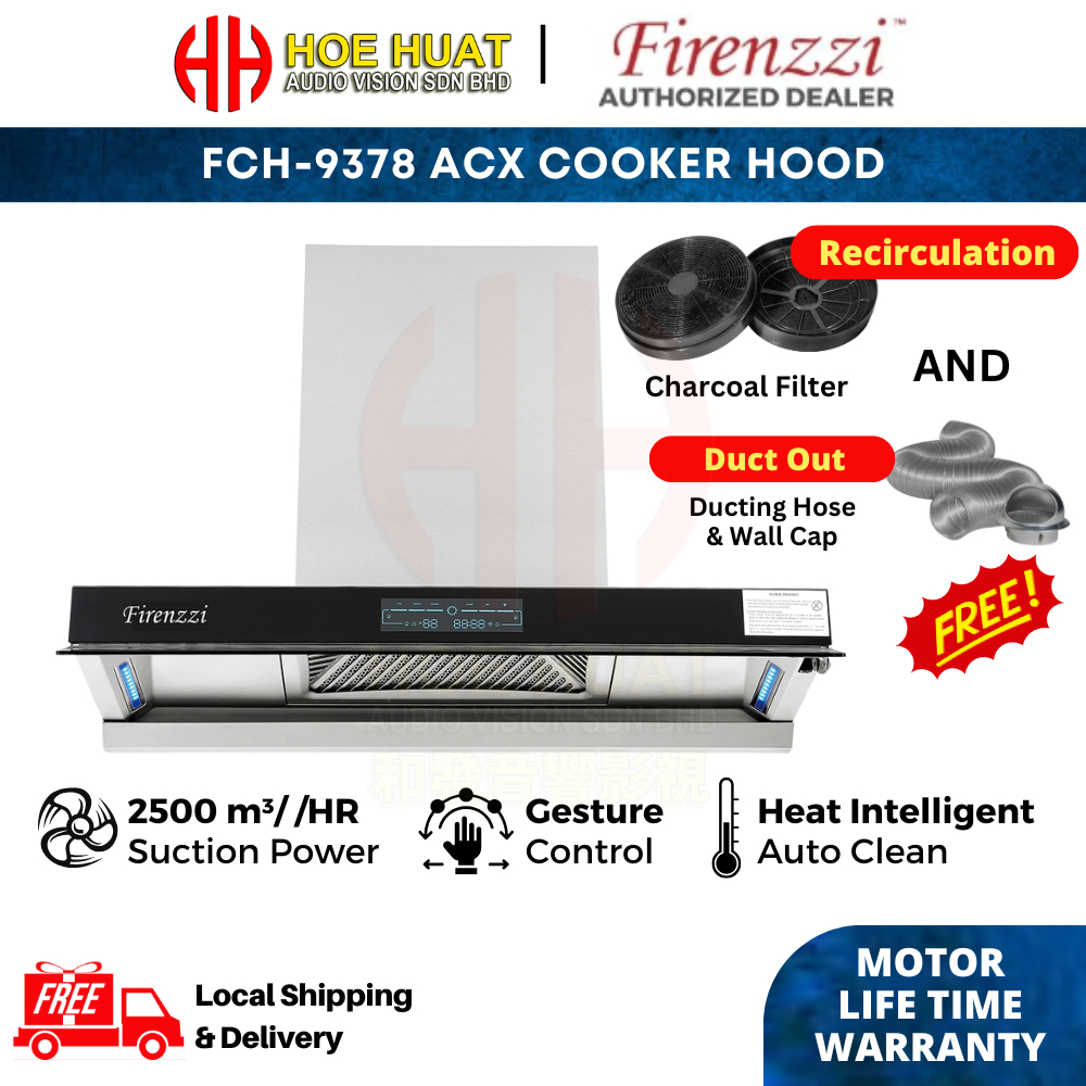 【FREE SHIPPING】Firenzzi FCH-9378ACX Cooker Hood (2500m³/hr) Auto Clean ...