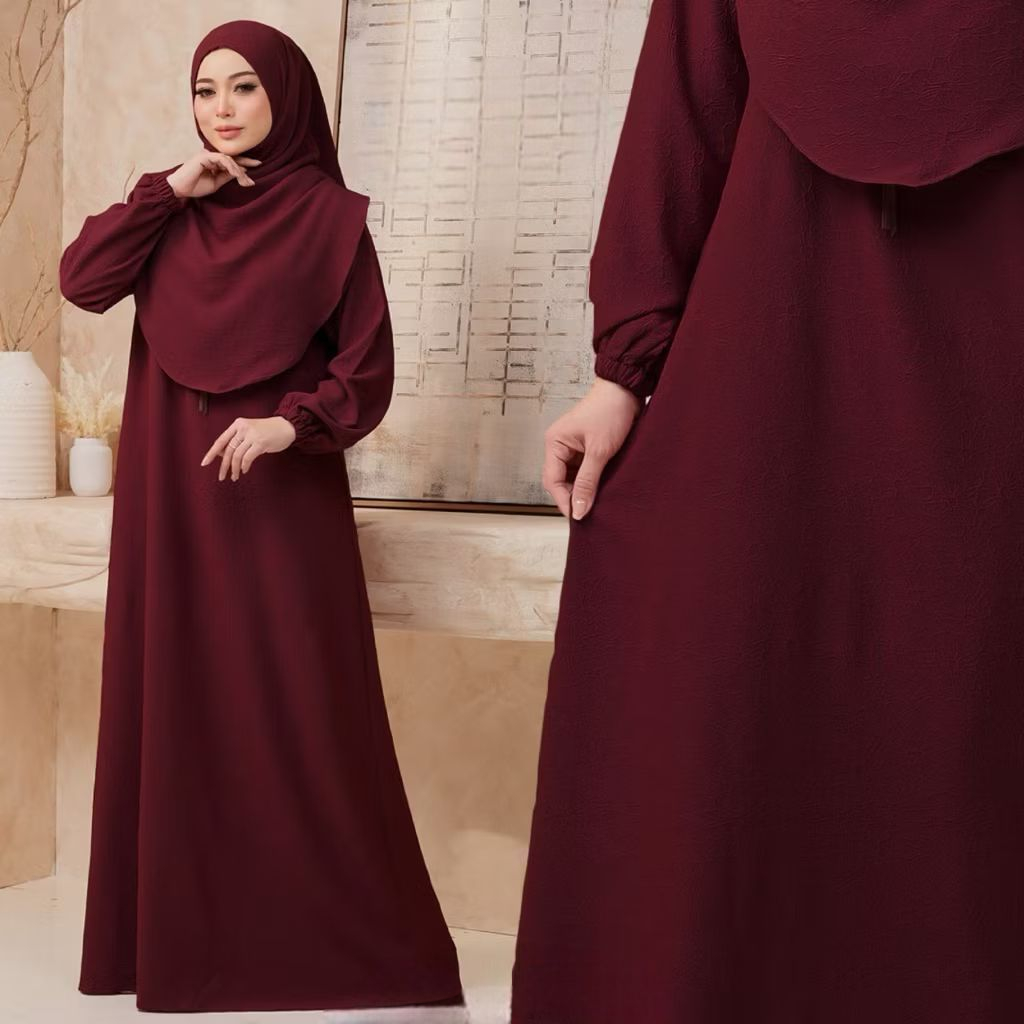 Ironless Jubah Abaya Alisa with FREE Half Moon Shawl | Shopee Malaysia