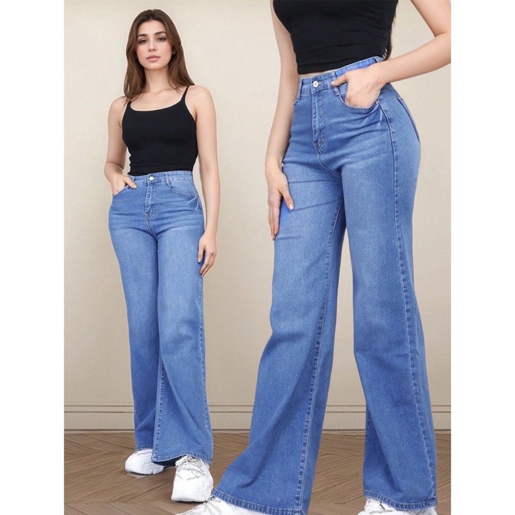 wide leg pants jeans women's Long plazoo new Loose High waist Drape ...