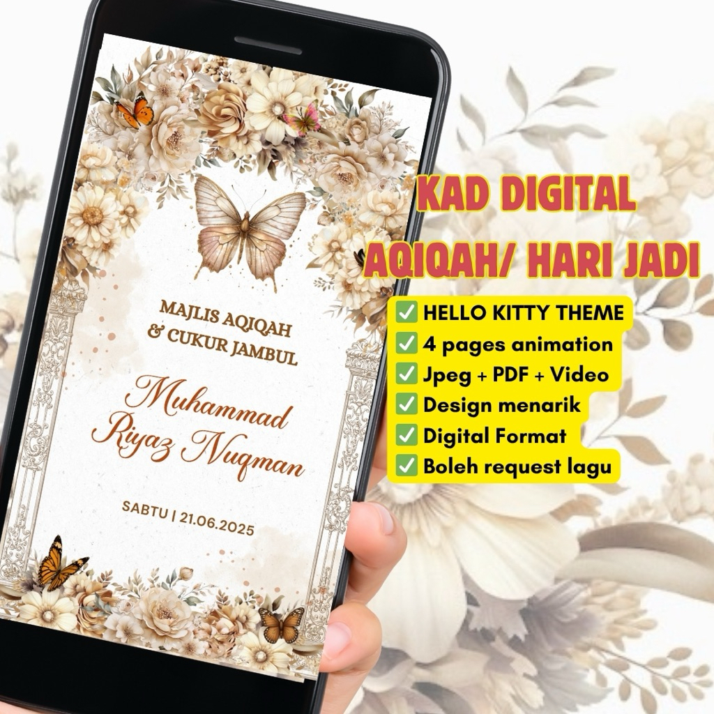 Kad Jemputan Aqiqah Digital | Kad Hari Jadi digital | kad jemputan digital | Digital Invitation ...