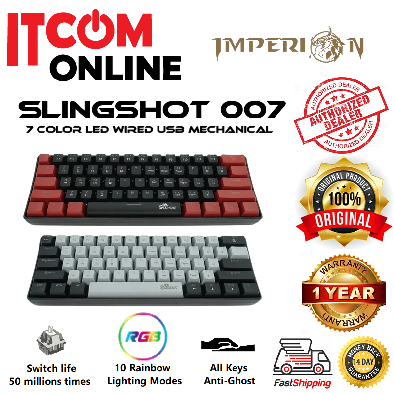 IMPERION MECHANICAL 7 COLOR LED SLINGSHOT 007 RED SWITCH USB WIRED ...