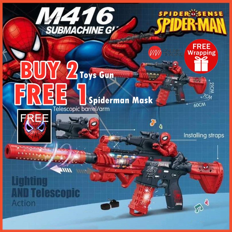 Spiderman Submachine Gun Toys Gun for Children with Light and Music ...
