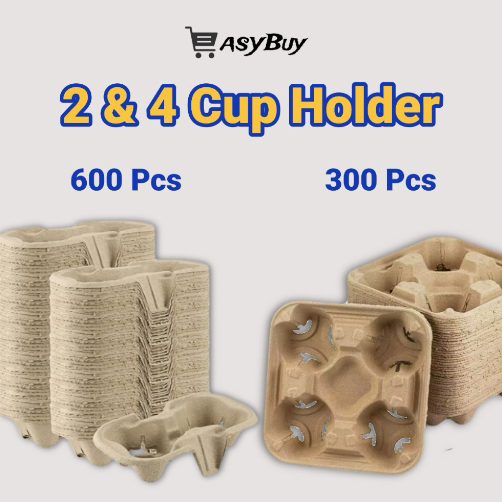 2 Cup 4 Cup Holder 300/600 Pcs Moulded Paper Cup Holder Recycle Paper ...
