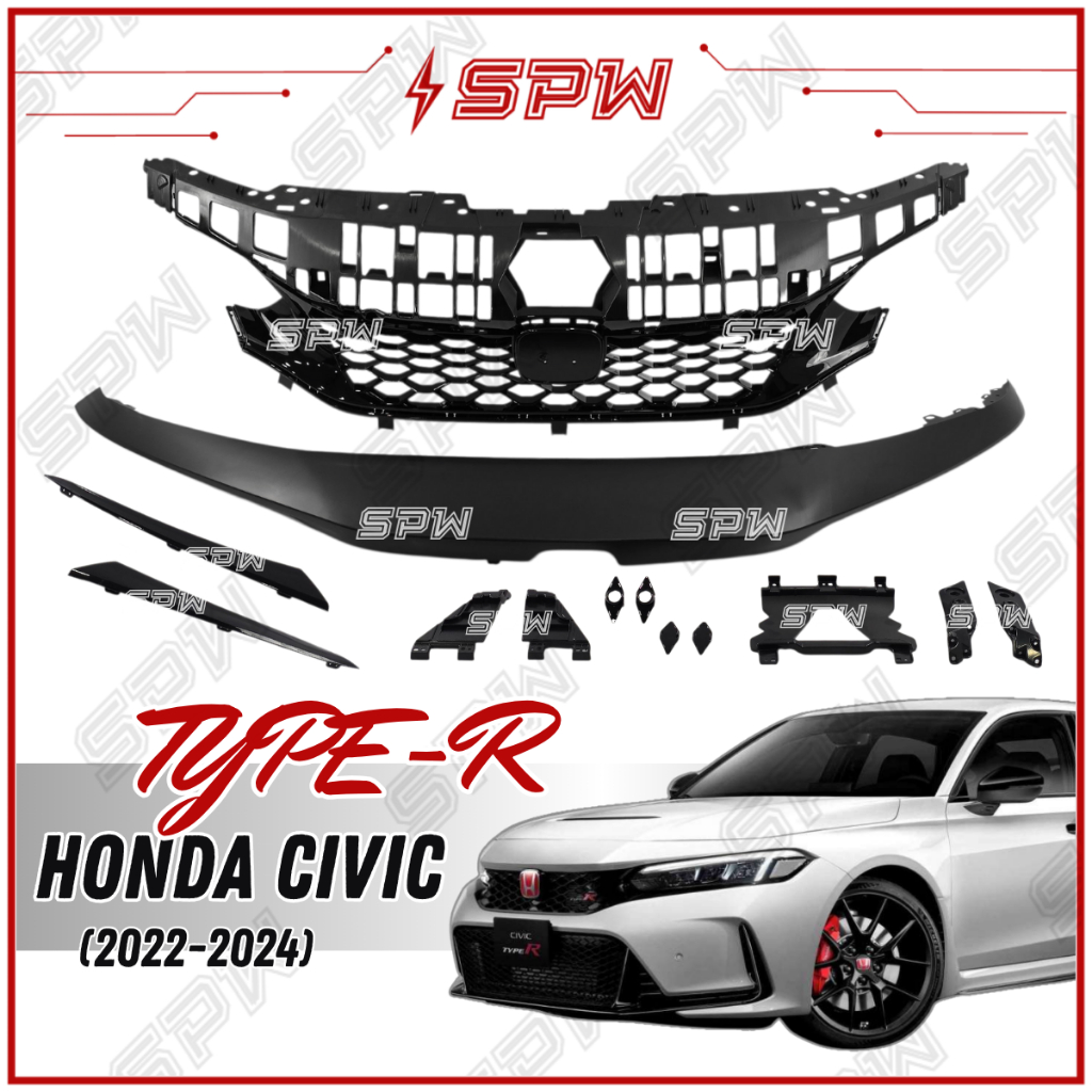 Honda Civic FE (2022-2024) Type-R Front Grill + Upper Cover FL1 FL4 FL5 ...